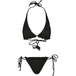 B&uuml;gel-Bikini Urban Classics "Urban Classics Damen Ladies Rib Babylock Triangle Bikini", Damen, Gr. L, N-Gr, schwarz, 88% Polyester, 12% Elasthan, Bikini-Sets B&uuml;gel-Bikini