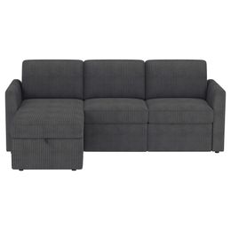 Ecksofa DOREL HOME "NORDHUS, L-Form, 200 cm, Recamiere rechts/links montierbar", anthrazit, B:200cm H:80cm T:128cm, 93% Polyester, 7% sonstige Fasern, Sofas, Ecksofa, Recamiere, Stauraum, Cord und feiner Webstoff-Bezug