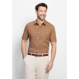 Kurzarmhemd OLYMP "OLYMP Casual, regular fit, Kent", Herren, Gr. L, Normaler Arm, braun, 100% Baumwolle, Hemden