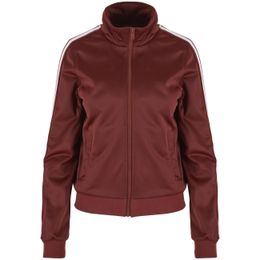 Trainingsjacke Urban Classics "Urban Classics Damen Ladies Retro Track Jacket", Damen, Gr. M, schwarzrust, 100% Polyester, gestreift, normal, amerikanischer Ausschnitt, Jacken Trainingsjacke