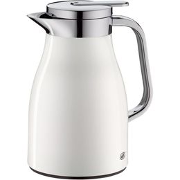 Isolierkanne Alfi "SKYLINE, mit Hartglaseinsatz und ergonomischem Griff", wei&szlig;, B:16cm H:21,5cm &Oslash;:13cm, Edelstahl, Glas, Kunststoff, Silikon, Kannen, Isolierkanne, 12h hei&szlig; & 24h kalt, Drehverschluss mit bequemem Druckknopf
