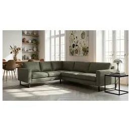 Ecksofa Home Affaire "Pinto, XXL, 250/290 cm, langer Schenkel, Ottomane", gr&uuml;n, B:290cm H:85cm T:250cm, Luxus-Microfaser in Lederoptik(100% Polyester);Cord (92% Polyester, 8% Polyamide), Sofas, Ecksofa, Cord, Chenille, Lederoptik, mit Keder, Metallf&uuml;&szlig;e, Wellenunterfederung