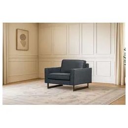 Loveseat Home Affaire "Pinto 105 cm, Cord, Chenille, Lederoptik", blau (rauchblau), B:105cm H:85cm T:97cm, Kunstleder (65% Polyester, 35% Lederfasern);Cord (92% Polyester, 8% Polyamide), Sessel, mit Keder, Metallf&uuml;&szlig;en und auch in Cord Bezug erh&auml;ltlich