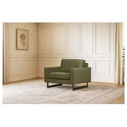 Loveseat Home Affaire "Pinto 105 cm, Cord, Chenille, Lederoptik", gr&uuml;n (khaki), B:105cm H:85cm T:97cm, Kunstleder (65% Polyester, 35% Lederfasern);Cord (92% Polyester, 8% Polyamide), Sessel, mit Keder, Metallf&uuml;&szlig;en und auch in Cord Bezug erh&auml;ltlich