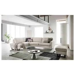 Ecksofa Home Affaire "Pinto, 290 cm, Cord, Chenille, Lederoptik, Ottomane links / rechts", beige (cream), B:290cm H:85cm T:217cm, 92% Polyester, 8% Nylon, Sofas, Ecksofa, mit Keder, schwarze Metallf&uuml;&szlig;e, Wellenunterfederung
