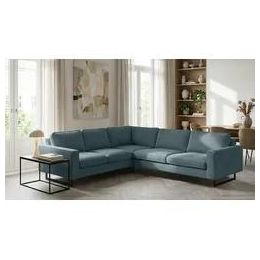 Ecksofa Home Affaire "Pinto, XXL, 250/290 cm, langer Schenkel, Ottomane", blau (azur), B:290cm H:85cm T:250cm, 92% Polyester, 8% Nylon, Sofas, Ecksofa, Cord, Chenille, Lederoptik, mit Keder, Metallf&uuml;&szlig;e, Wellenunterfederung