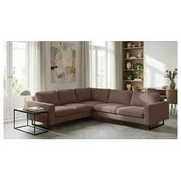 Ecksofa Home Affaire "Pinto, XXL, 250/290 cm, langer Schenkel, Ottomane", braun, B:290cm H:85cm T:250cm, 92% Polyester, 8% Nylon, Sofas, Ecksofa, Cord, Chenille, Lederoptik, mit Keder, Metallf&uuml;&szlig;e, Wellenunterfederung
