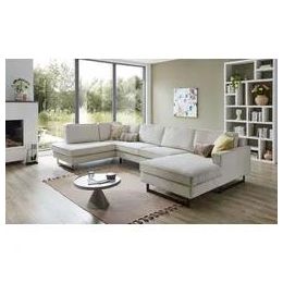 Wohnlandschaft Home Affaire "Pinto, 350 cm, U-Form, XXL, mit Ottomanen", beige (cream), B:350cm H:85cm T:206cm, 92% Polyester, 8% Nylon, Sofas, Wohnlandschaft, Cord, Chenille, Lederoptik, mit Keder, Metallf&uuml;&szlig;e, Wellenunterfederung
