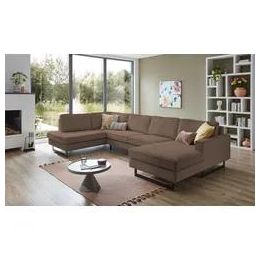 Wohnlandschaft Home Affaire "Pinto, 350 cm, U-Form, XXL, mit Ottomanen", braun, B:350cm H:85cm T:206cm, 92% Polyester, 8% Nylon, Sofas, Wohnlandschaft, Cord, Chenille, Lederoptik, mit Keder, Metallf&uuml;&szlig;e, Wellenunterfederung
