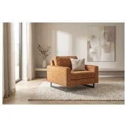 Loveseat Home Affaire "Pinto 105 cm, Cord, Chenille, Lederoptik", brick rot, B:105cm H:85cm T:97cm, 100% Polyester, Sessel, mit Keder, Metallf&uuml;&szlig;en und auch in Cord Bezug erh&auml;ltlich