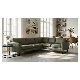 Ecksofa Home Affaire "Pinto, XXL, 250/290 cm, langer Schenkel, Ottomane", gr&uuml;n, B:290cm H:85cm T:250cm, Luxus-Microfaser in Lederoptik(100% Polyester);Cord (92% Polyester, 8% Polyamide), Sofas, Ecksofa, Cord, Chenille, Lederoptik, mit Keder, Metallf&uuml;&szlig;e, Wellenunterfederung