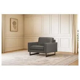 Loveseat Home Affaire "Pinto 105 cm, Cord, Chenille, Lederoptik", grau (dunkelgrau), B:105cm H:85cm T:97cm, Kunstleder (65% Polyester, 35% Lederfasern);Cord (92% Polyester, 8% Polyamide), Sessel, mit Keder, Metallf&uuml;&szlig;en und auch in Cord Bezug erh&auml;ltlich