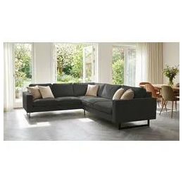 Ecksofa Home Affaire "Pinto, XXL, 250/290 cm, langer Schenkel, Ottomane", schwarz (onyx), B:290cm H:85cm T:250cm, 90% Polyester, 10% Nylon, Sofas, Ecksofa, Cord, Chenille, Lederoptik, mit Keder, Metallf&uuml;&szlig;e, Wellenunterfederung