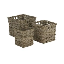 HOME STORY Rattankorb 3er Set braun Rattan Ma&szlig;e (cm): B: 40 H: 35 T: 40.0 &raquo; H&ouml;ffner