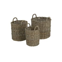 HOME STORY Rattankorb 3er Set braun Rattan Ma&szlig;e (cm): H: 40 &Oslash;: 45 &raquo; H&ouml;ffner