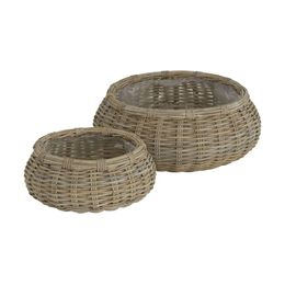 HOME STORY Rattankorb 2er Set braun Rattan,Kunststoff Ma&szlig;e (cm): H: 24 &Oslash;: 58 &raquo; H&ouml;ffner