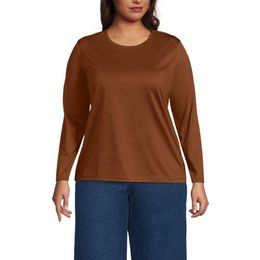LANDS' END Supima-Shirt, Langarm, Damen,  Orange, Baumwolle, by Lands' End