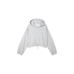 Tom Tailor M&auml;dchen Cropped Hoodie Sweatjacke mit Kordelzug, grau, Meliert, Gr. 152