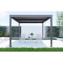 LC Garden Pergola ca. 300x300x240 cm Anthrazit inkl. 1 Sichtschutz + LED Licht