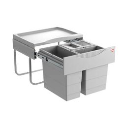 Hailo Abfallsammler Raumspar Tandem S f&uuml;r Warmwasserbereiter 3-Fach Grau ca. 43,4x33x34,7 cm