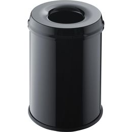 Helit Sicherheitspapierkorb, Stahl, flammhemmend, Volumen 15 l, VE 2 Stk, schwarz