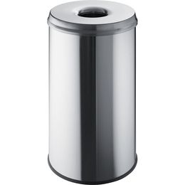 Helit Sicherheitspapierkorb, Stahl, flammhemmend, Volumen 50 l, VE 2 Stk, Edelstahl