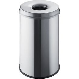 Helit Sicherheitspapierkorb, Stahl, flammhemmend, Volumen 30 l, VE 2 Stk, Edelstahl