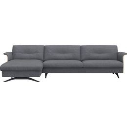 Ecksofa FLEXLUX "Glow, super bequem durch hochwertigem Sitzaufbau mit Federkern, L-Form", blau (navy blau), B:305cm H:81cm T:158cm, 62% Polyester/17%Baumwolle/14%Viscose/7%Leinen, Sofas, Ecksofa, Modernes skandinavisches Design