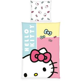 Bettw&auml;sche Hello Kitty "Hello Kitty", rosa (wei&szlig;, rosa), B/L: 135cm x 200cm, 1 Stk., 1 Stk., Renforc&eacute;, B/L: 80cm x 80cm, 2 Stk., Renforc&eacute;, Obermaterial: 100% Baumwolle, Bettw&auml;sche, Bettw&auml;sche, Wendebettw&auml;sche