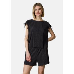 Blusenshirt Ragwear "Veriel Set YOUMODO", Damen, Gr. L (40), schwarz, Material: 65% Polyester, 35% Viskose, weit h&uuml;ftlang, Rundhals, weit, Shirts Blusenshirt, Set bestehend aus kurzer Hose und T-Shirt