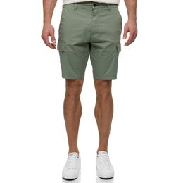 Cargoshorts INDICODE "INSpring Cargo Shorts", Herren, Gr. L, N-Gr, sea spray, Web, Obermaterial: 98% Baumwolle, 2% Elasthan, unifarben, regular fit knielang, Hosen