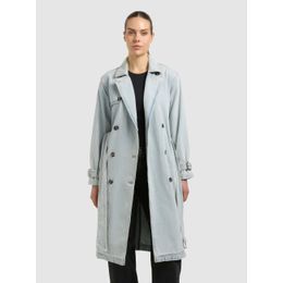 Trenchcoat Khujo "HERA", Damen, Gr. L, bleached blau, Web, 100% Baumwolle, regular fit, eingesetzt abgesteppte Kante verstellbar, M&auml;ntel