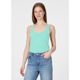 Tanktop Ragwear "FLLOUKIA GOTS", Damen, Gr. S, lagoon gr&uuml;n, Jersey, Obermaterial: 100% Baumwolle, unifarben, normal, Rundhals, Tops Tanktop, Bestseller aus Single Jersey mit softem Finish und Kn&ouml;pfen