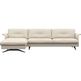 Ecksofa FLEXLUX "Glow, super bequem durch hochwertigem Sitzaufbau mit Federkern, L-Form", wei&szlig; (warm wei&szlig;), B:305cm H:81cm T:158cm, 100% Echteder, Sofas, Ecksofa, Modernes skandinavisches Design