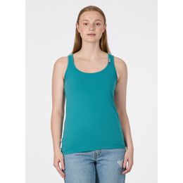 Tanktop Ragwear "FLLOUKIA GOTS", Damen, Gr. L, teal gr&uuml;n, Jersey, Obermaterial: 100% Baumwolle, unifarben, normal, Rundhals, Tops Tanktop, Bestseller aus Single Jersey mit softem Finish und Kn&ouml;pfen