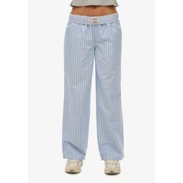Cargohose Superdry "COTTON STRIPE ELASTIC TROUSER", Damen, Gr. XS, N-Gr, broker blau stripe, Jersey, Obermaterial: 100% Baumwolle, gestreift, relaxed fit normal, Hosen Cargohose