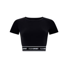 T-Shirt Plein Sport "Fleece Cropped T-Shirt", Damen, Gr. L, 02, schwarz, Obermaterial: 69% Polyamid, 31% Elasthan, Shirts T-Shirt
