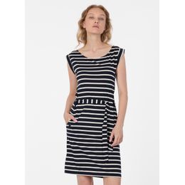 Minikleid Ragwear "TAGG STRIPES", Damen, Gr. L, N-Gr, navy, Jersey, Obermaterial: 50% Polyester, 50% Viskose, gestreift, kniefrei, Rundhals, Kleider Minikleid, Flie&szlig;ende Viskosemischung mit Streifen und Bindeband