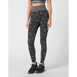 Leggings Plein Sport "Camouflage", Damen, Gr. XXL, US-Gr&ouml;&szlig;en, schwarz (02, schwarz), Obermaterial: 74% Polyamid, 18% Polyester, 8% Elasthan, Hosen Leggings