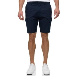 Cargoshorts INDICODE "INSpring Cargo Shorts", Herren, Gr. L, N-Gr, sky captain, Web, Obermaterial: 98% Baumwolle, 2% Elasthan, unifarben, regular fit knielang, Hosen