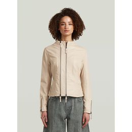 G-Star Raw Lederjacke G-STAR "Lynn Leather Biker-Jacke", Damen, Gr. L, cream, Obermaterial: 100% Leder, Jacken