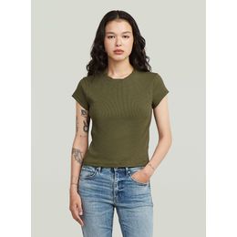 G-Star Raw T-Shirt G-STAR "Structured Baby T-Shirt", Damen, Gr. M, shadow olive, Obermaterial: 39% Baumwolle, 39% Polyester, 19% Baumwolle, 3% Elasthan, Shirts T-Shirt