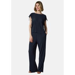Blusenshirt Ragwear "Verllen Set YOUMODO", Damen, Gr. L (40), navy, Material: 65% Polyester, 35% Viskose, Basic, weit lang, Rundhals, weit Rollsaum, Shirts Blusenshirt, Set aus langer Hose und T-Shirt