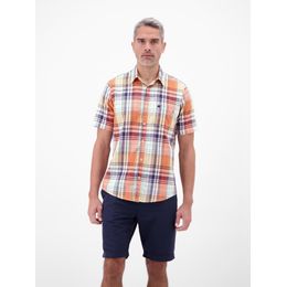 Kurzarmhemd Lerros, Herren, Gr. XL, N-Gr, mint water, Web, Obermaterial: 71% Baumwolle, 29% Leinen, gemustert, regular fit normal, ohne Ausschnitt, gerader Abschluss, Hemden, mit Logo Stickerei