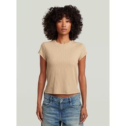 G-Star Raw T-Shirt G-STAR "Structured Baby T-Shirt", Damen, Gr. L, cream, Obermaterial: 39% Baumwolle, 39% Polyester, 19% Baumwolle, 3% Elasthan, Shirts T-Shirt