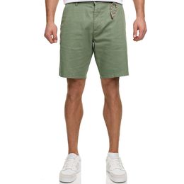 Chinoshorts INDICODE "INMethio Shorts", Herren, Gr. L, N-Gr, sea spray, Web, Obermaterial: 86% Baumwolle, 14% Leinen, unifarben, regular fit kn&ouml;chellang, Hosen Chinoshorts