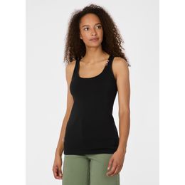 Tanktop Ragwear "FLLOUKIA GOTS", Damen, Gr. M, schwarz, Jersey, Obermaterial: 100% Baumwolle, unifarben, normal, Rundhals, Tops Tanktop, Bestseller aus Single Jersey mit softem Finish und Kn&ouml;pfen
