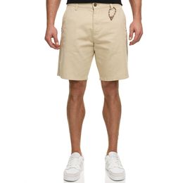 Chinoshorts INDICODE "INMethio Shorts", Herren, Gr. L, N-Gr, fog, Web, Obermaterial: 86% Baumwolle, 14% Leinen, unifarben, regular fit kn&ouml;chellang, Hosen Chinoshorts