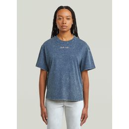 G-Star Raw T-Shirt G-STAR "Washed G-Script T-Shirt", Damen, Gr. S, mid blau double dye, Obermaterial: 100% Baumwolle, Shirts T-Shirt