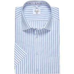 Kurzarmhemd MARVELIS, Herren, Gr. 38, N-Gr, bleu, Web, Obermaterial: 100% Baumwolle, gestreift, Hemden, Businesshemd, modern fit, b&uuml;gelfrei, Kentkragen